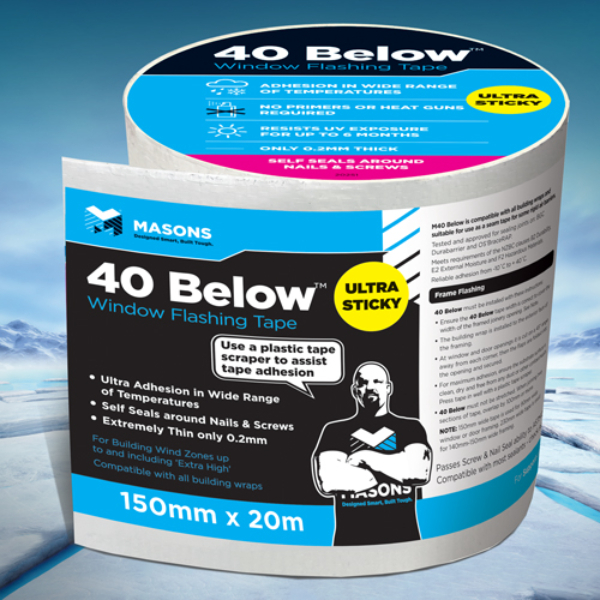 40 Below Flashing Tape 230mm x 20m 40BELOW230X20 | PlaceMakers NZ