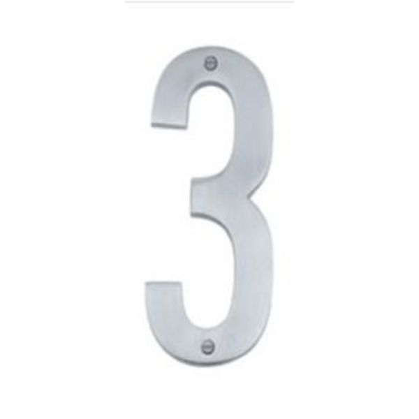 Modern Number 3 Satin Chrome 76mm | PlaceMakers NZ