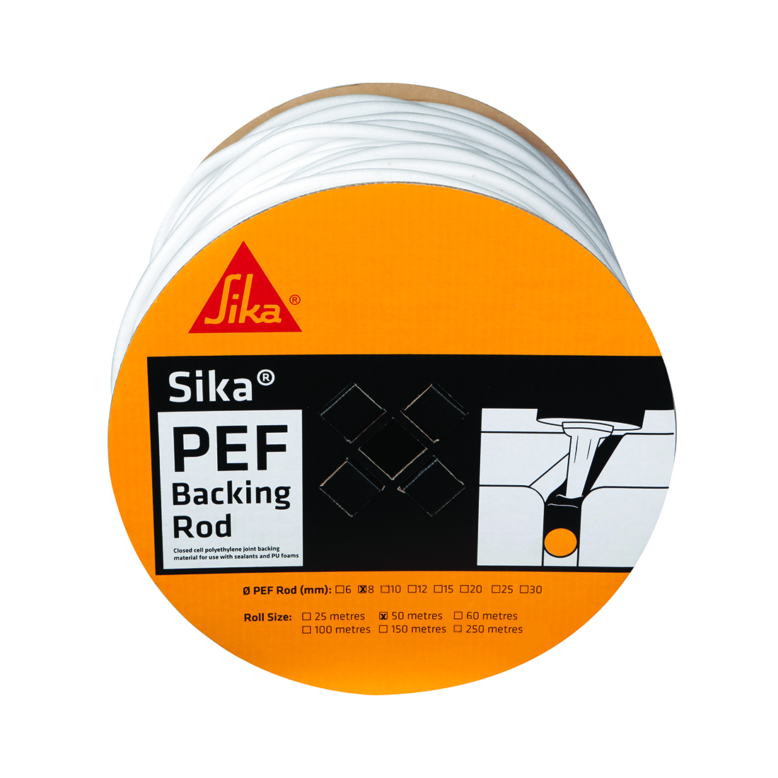 PEF Backing Rod 8mm x 50m White 450485 | PlaceMakers NZ
