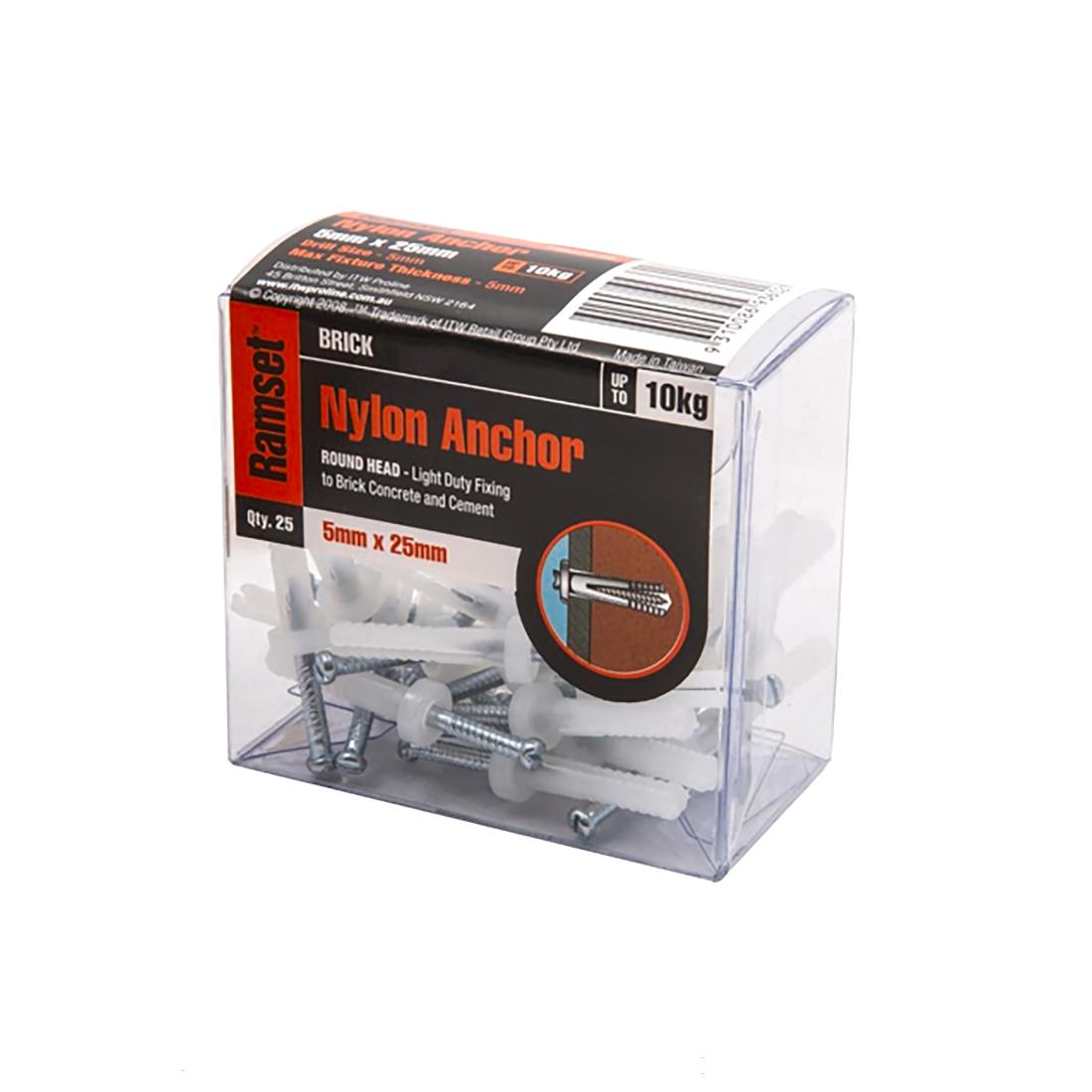 Round Head Nylon Anchor M5 25mm ZP 25 Pack | PlaceMakers NZ