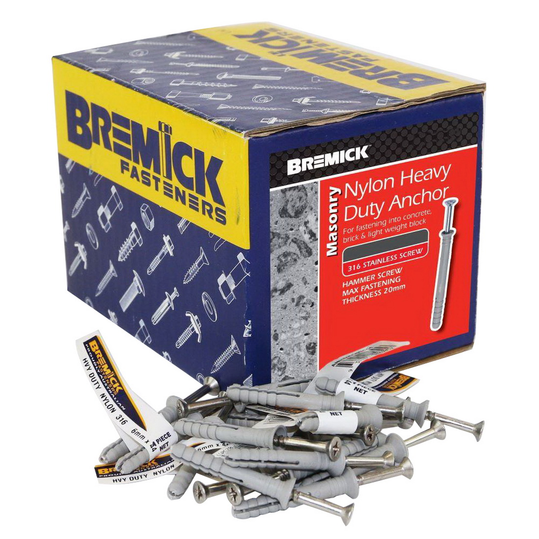 Nylon Pin Heavy Duty Anchor 6 x 55mm T316 Stainless Steel ANHM6060554 ...