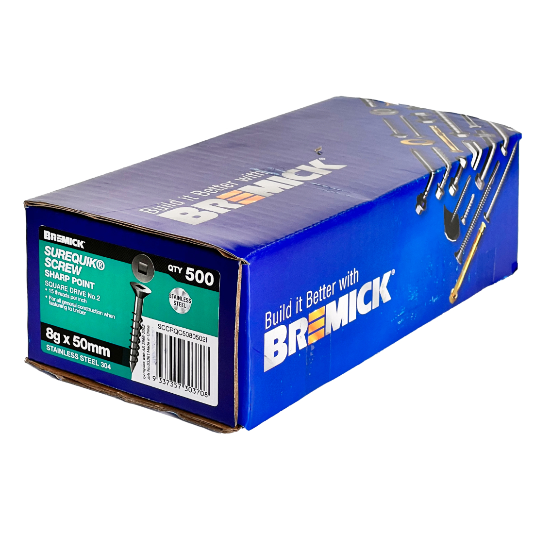 Screw Surefix SureQuik Square Stainless Steel T304 8g x 50mm 500 Box ...