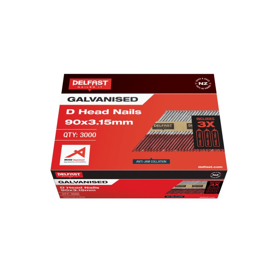 D-Head Nails with Fuel Cells 90mm Galvanised 3000 Box FN-IMP90G ...