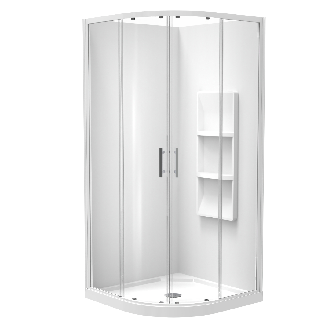 Luna Shower Enclosure 900 x 900mm Round Moulded Wall White 1LU2W99RMSRX ...
