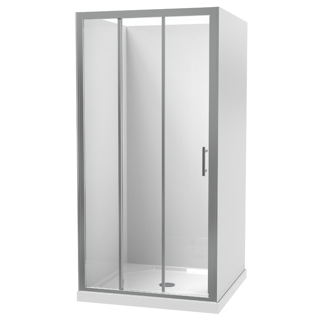 Luna Shower Enclosure 1000 x 1000mm Square 3-Sided Flat Wall Bright ...
