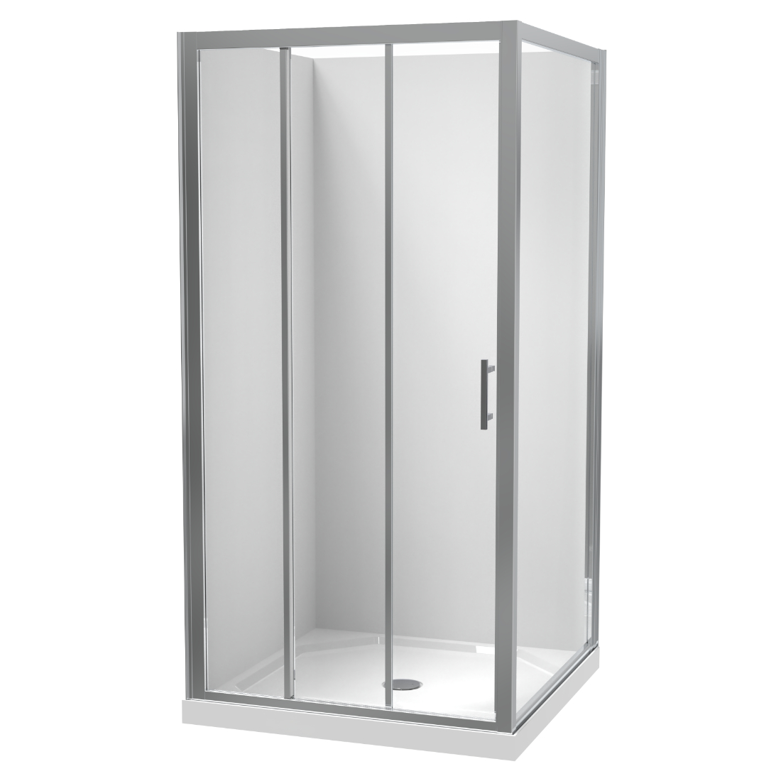 Luna Shower Enclosure 1000 X 1000mm Square 2 Sided Flat Wall Bright