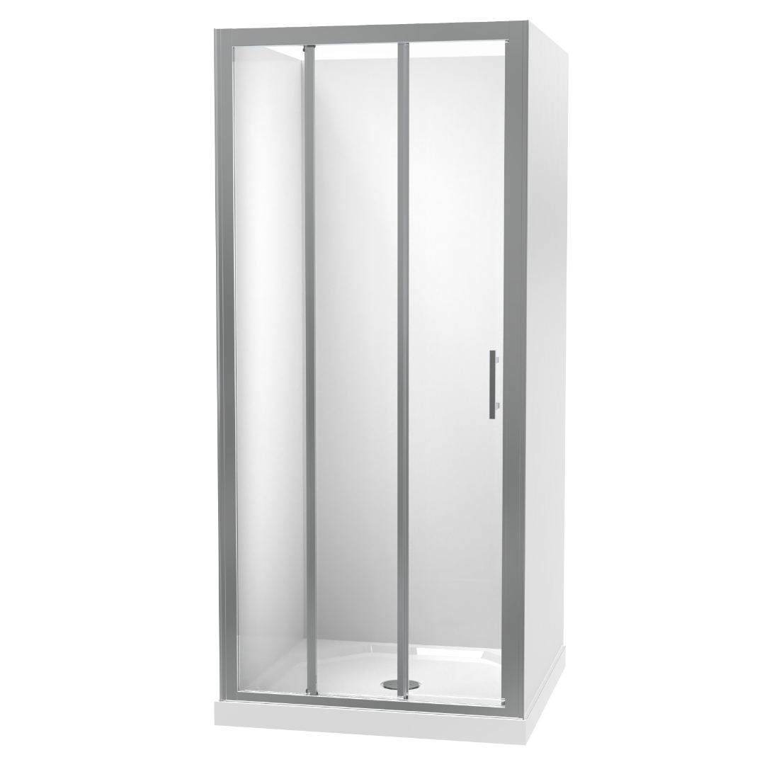 Luna Shower Enclosure 900 x 900mm Square 3-Sided Flat Wall Bright ...