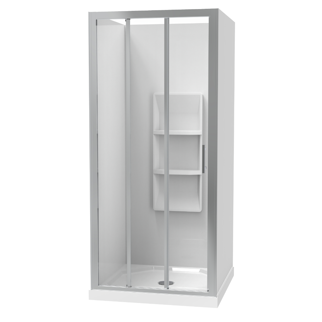 Luna Shower Enclosure 900mm Square 3-Sided Moulded Wall Bright ...