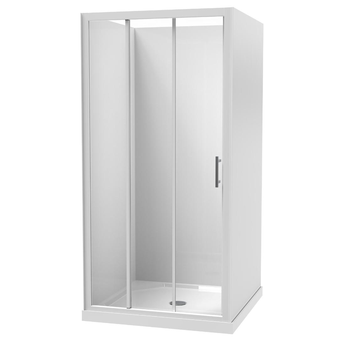 Luna Shower Enclosure 1000mm Square 3-Sided Flat Wall White ...