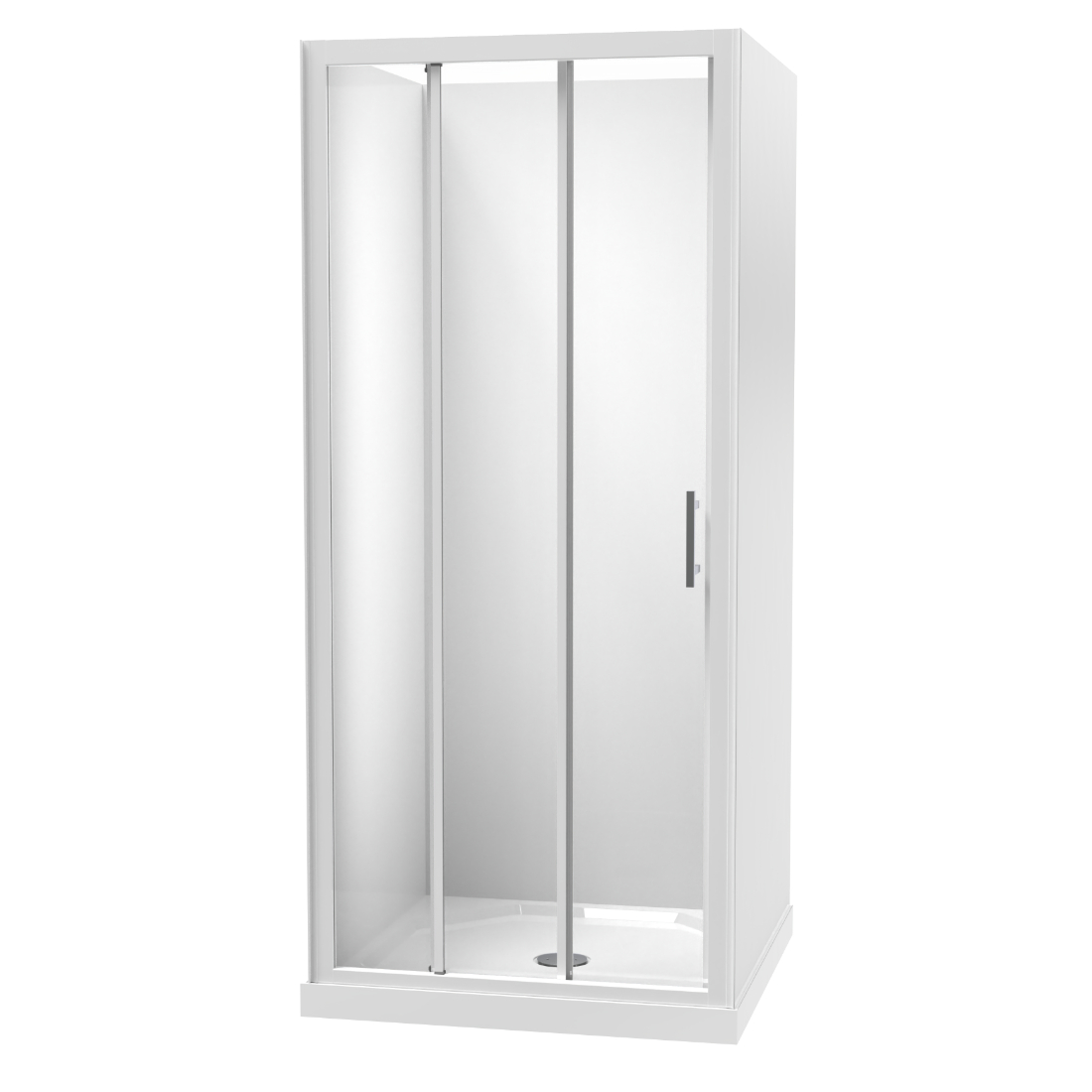 Luna Shower Enclosure 900mm Square 3-Sided Flat Wall White 1LU2W999FL9X ...