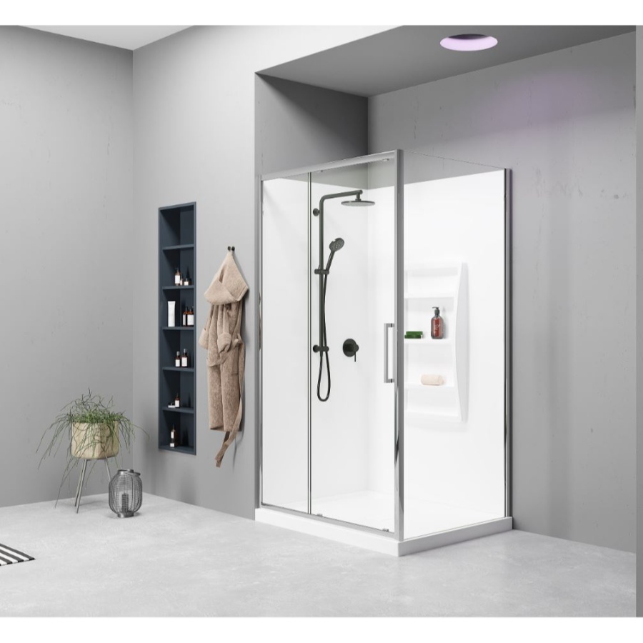 Evolve Square Shower Cubicle Sliding Square 1200 x 900mm 2 Sided Chrome ...