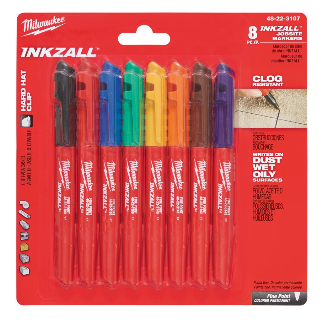 INKZALL Fine Point Multicolour Markers 8 Pack | PlaceMakers NZ
