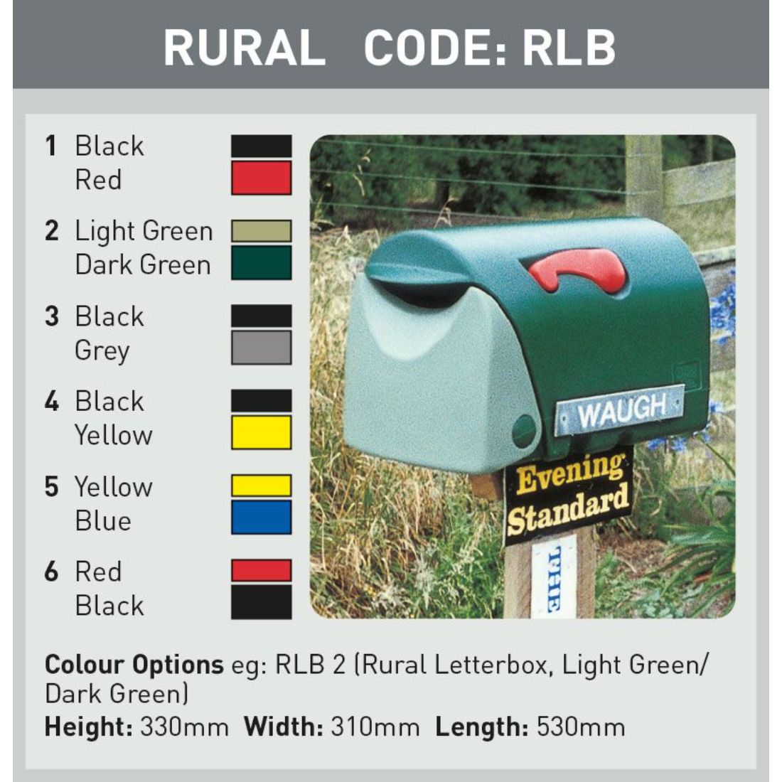 Rural Letterbox Light Green/Dark Green RLB2 | PlaceMakers NZ