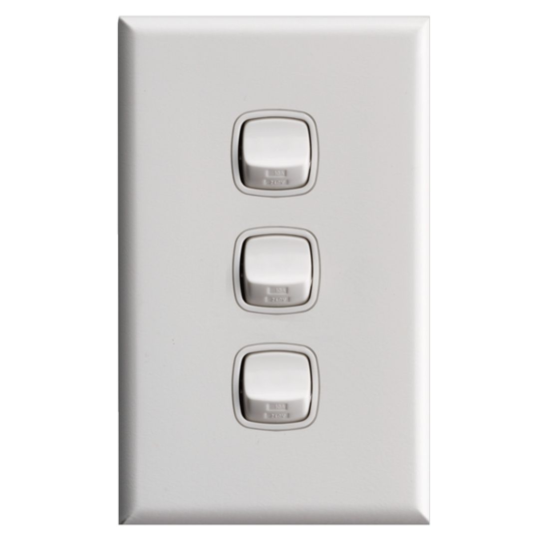 Excel Vertical Rocker Switch 3 Gang White | PlaceMakers NZ