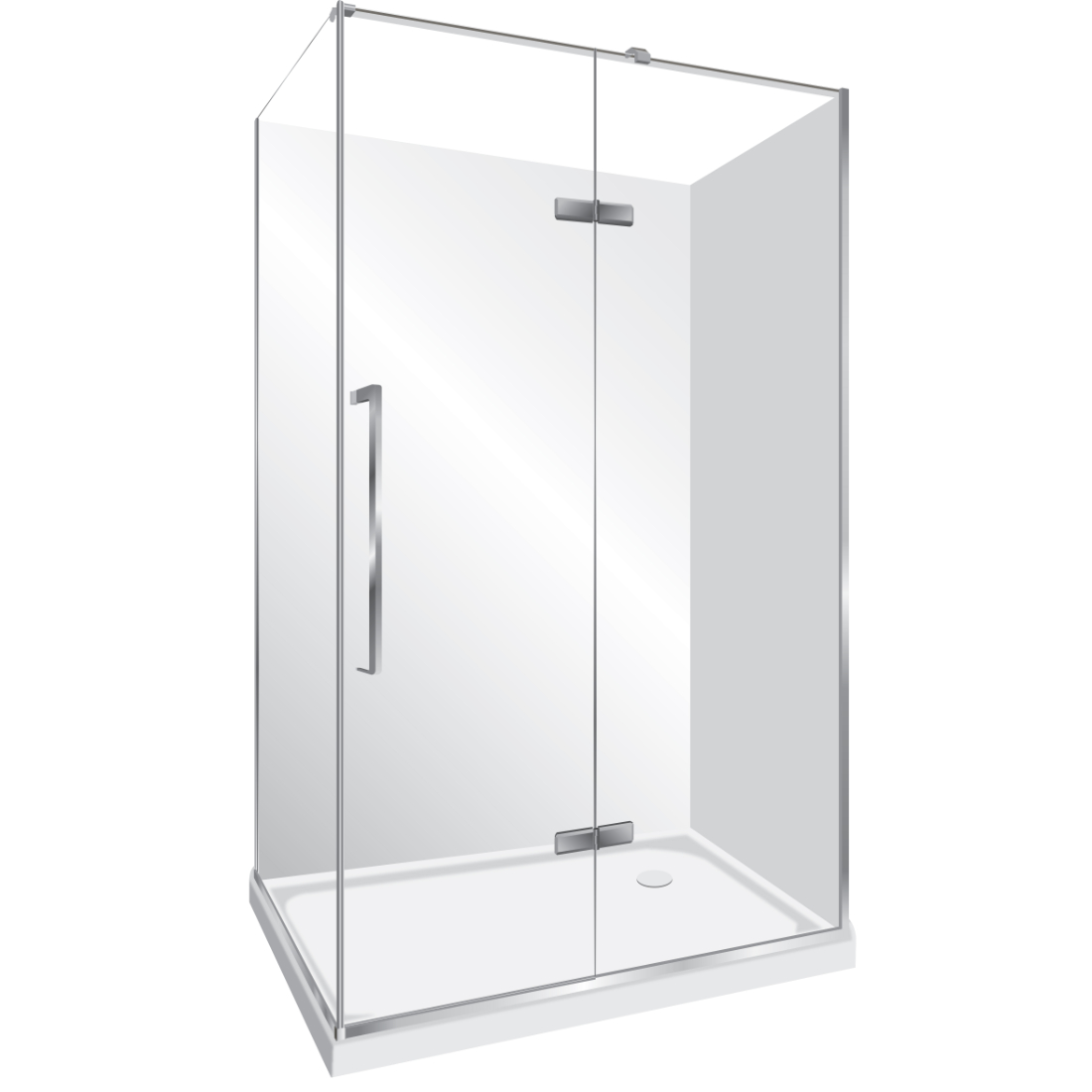 Edge Frameless Shower Enclosure Right Hand Flat Wall Pivot Door 1200 X