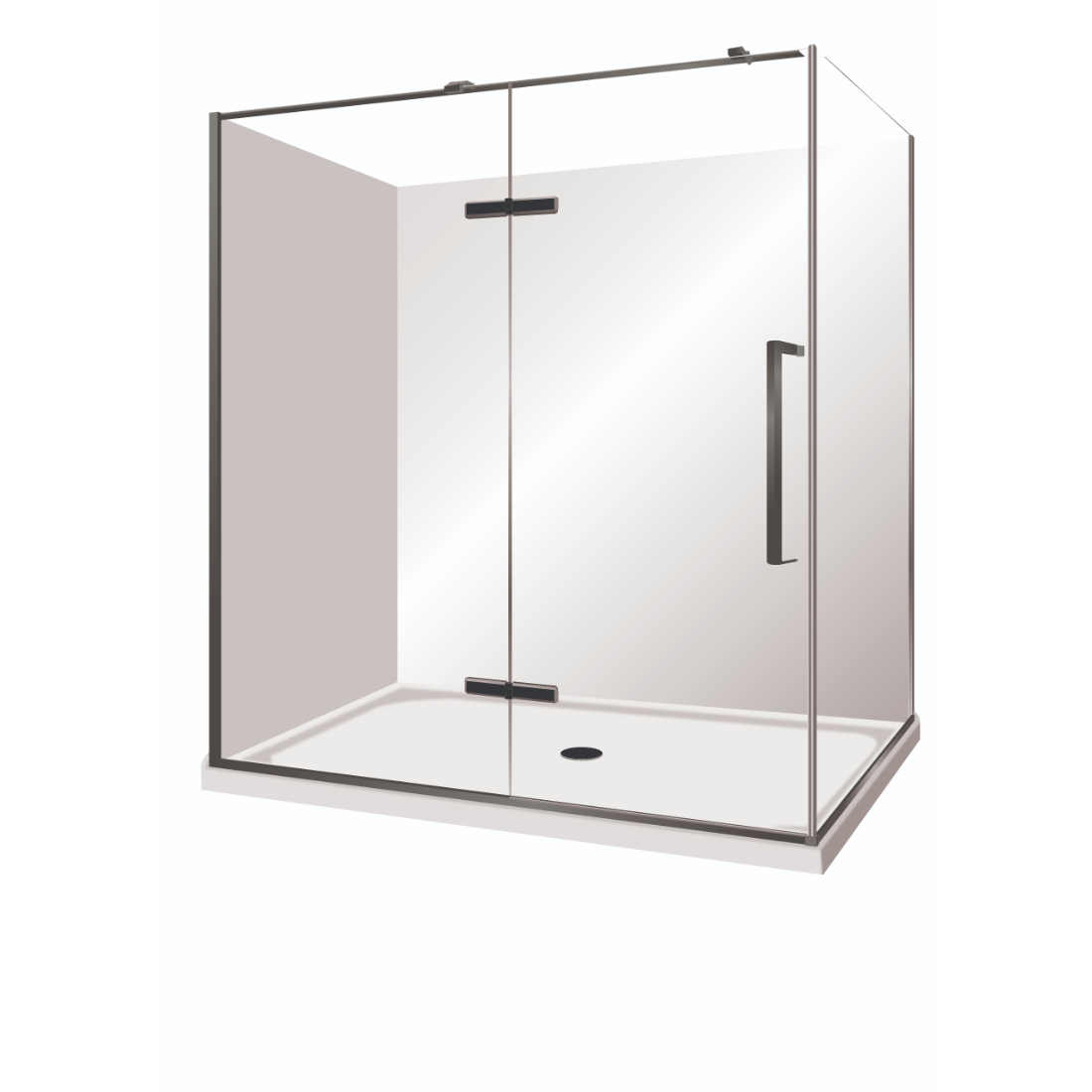 Edge Frameless Shower Enclosure Left Hand Flat Wall Pivot Door 1600 x ...
