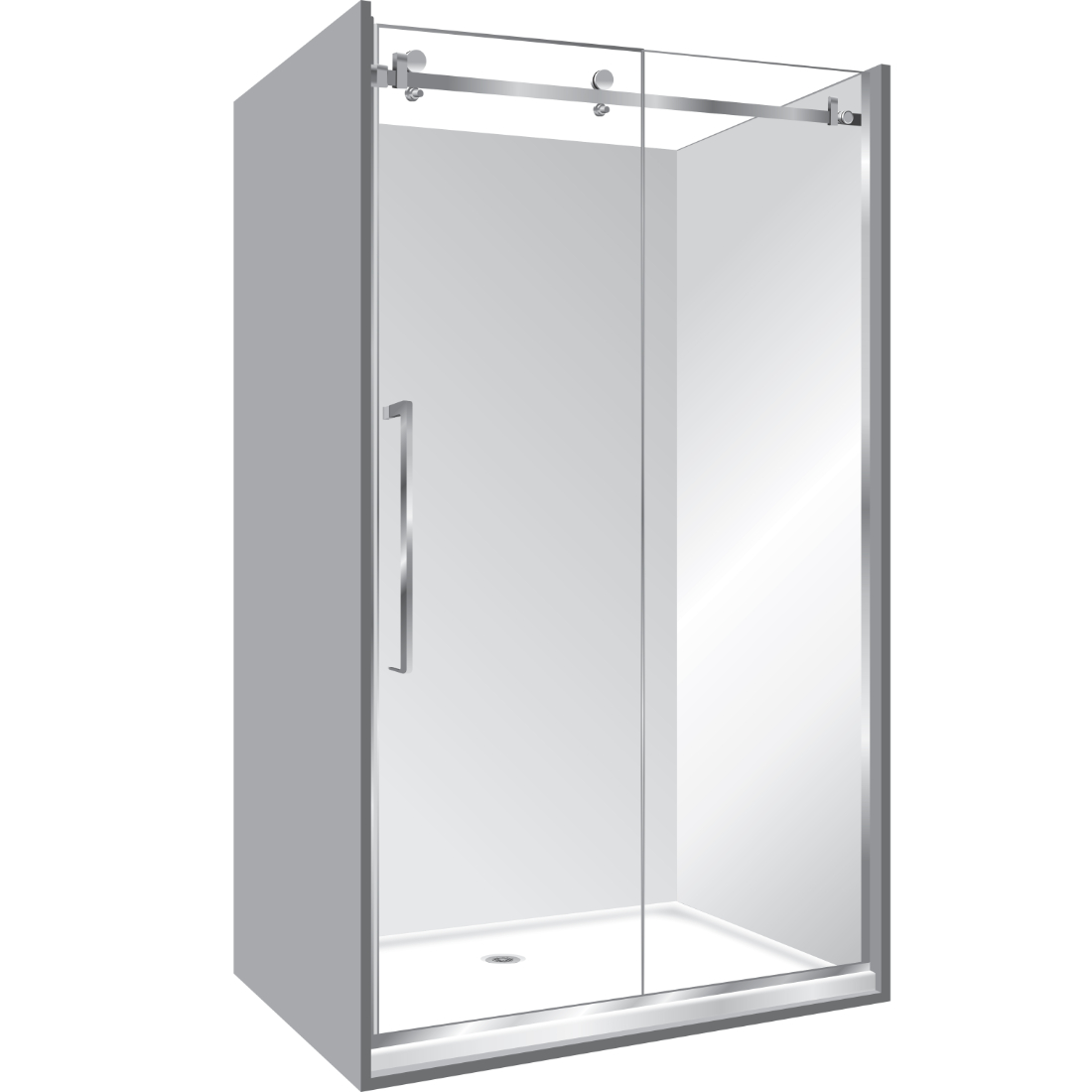 Edge Frameless Shower Enclosure Right Hand Sliding Door 800 x 1200 x 800mm x 2m High Silver ...
