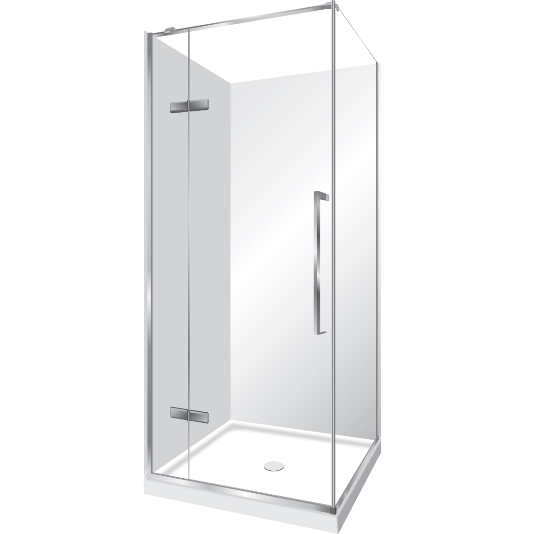 Edge Frameless Shower Enclosure Flat Wall Pivot Door 900 x 900mm x 2m ...