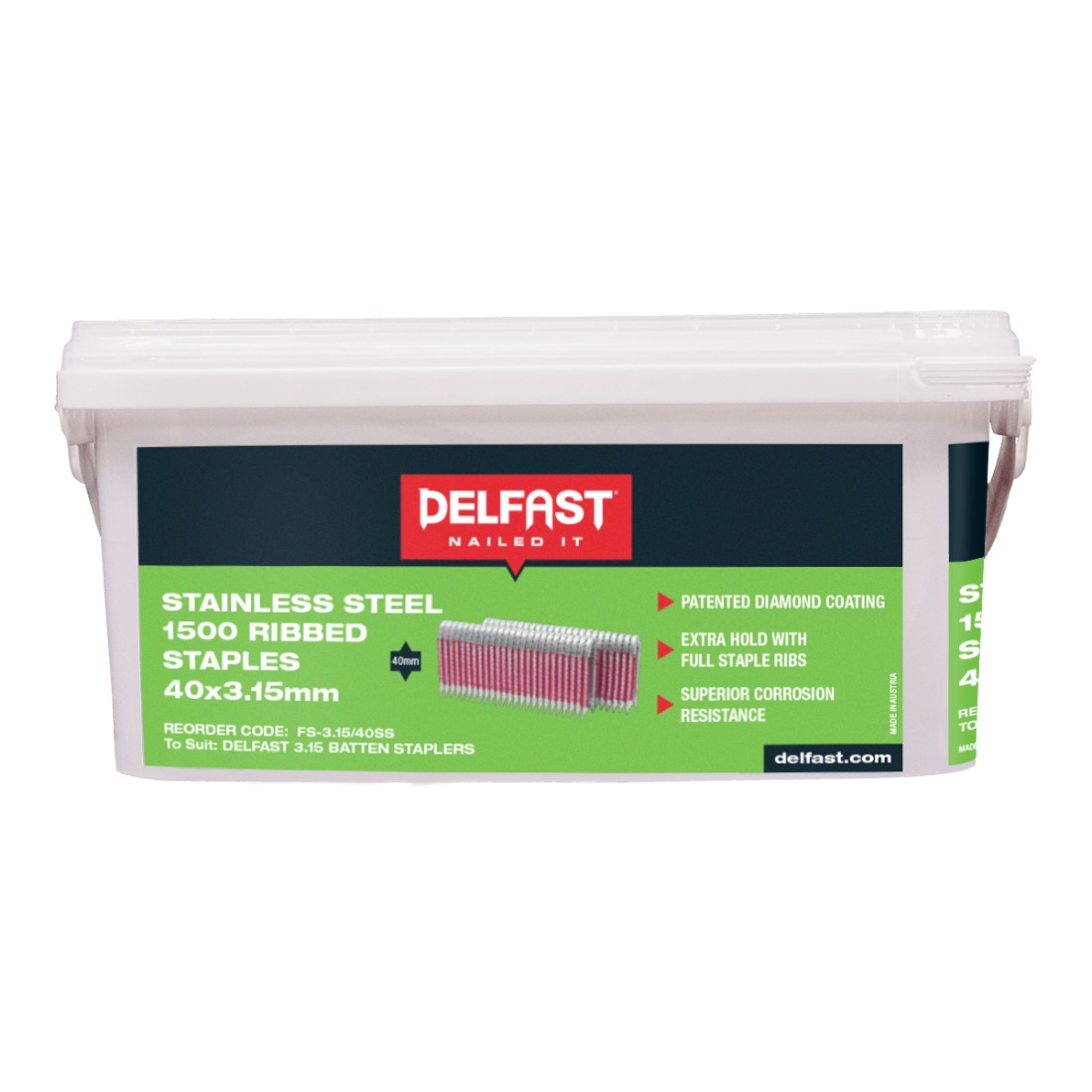 Ribbed Batten Staples Stainless Steel 40 x 3.15mm 1500 Box FS-R3.15 ...