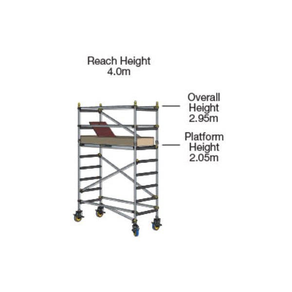 MOBI Portable Scaffold Tower 2m High 800mm Wide MOBI200S | PlaceMakers NZ