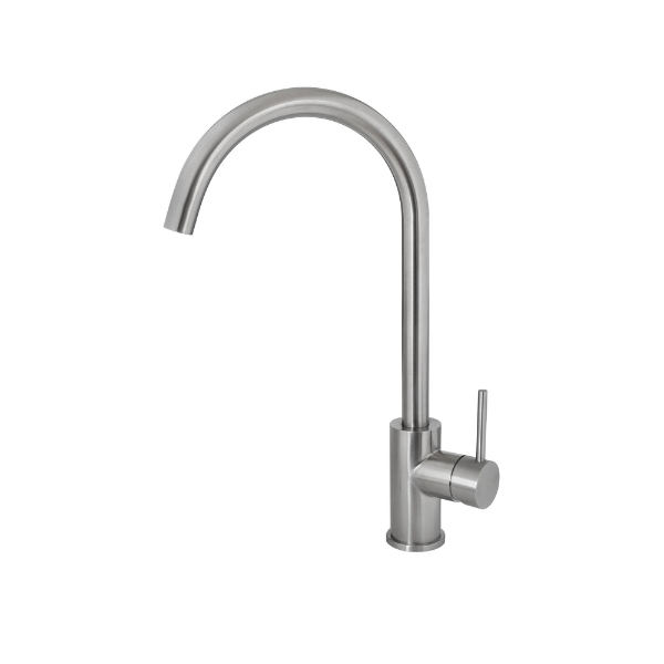 Deluna Sink Mixer Gooseneck Brushed Stainless | PlaceMakers NZ