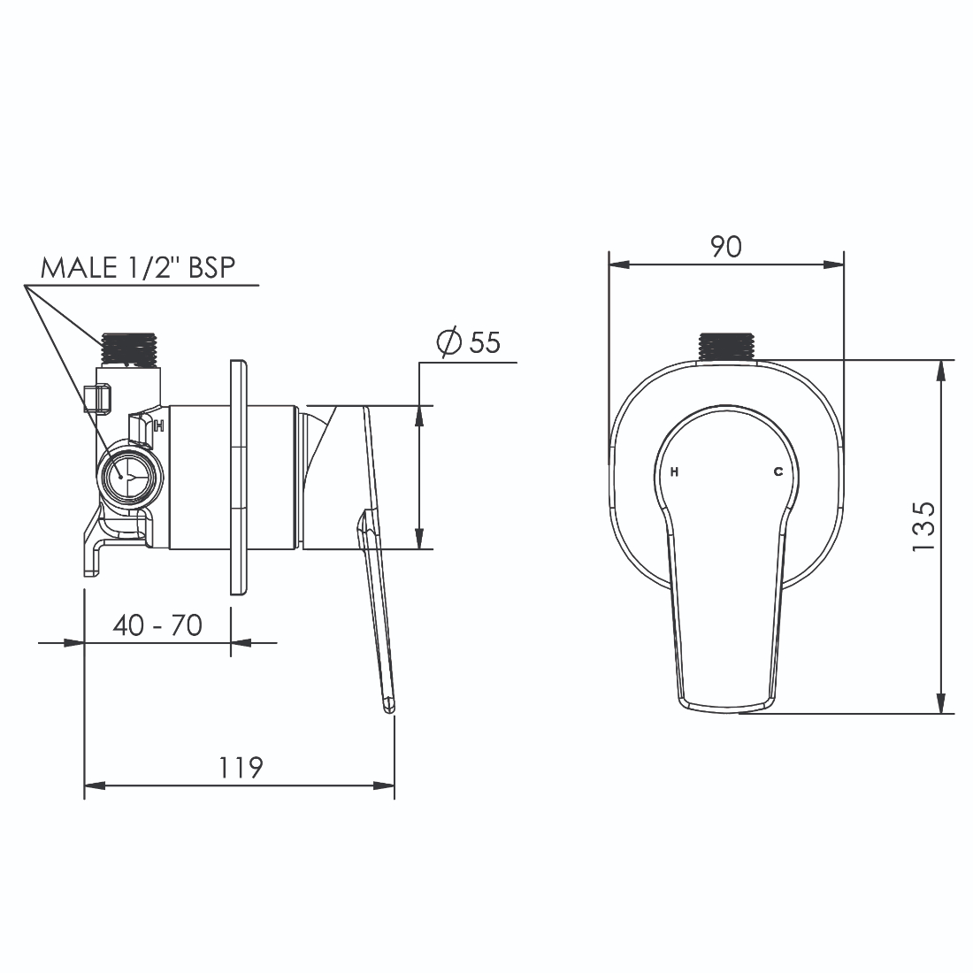 Sol Fusion Plus Shower Mixer Chrome ADS-SFSPCSMC | PlaceMakers NZ