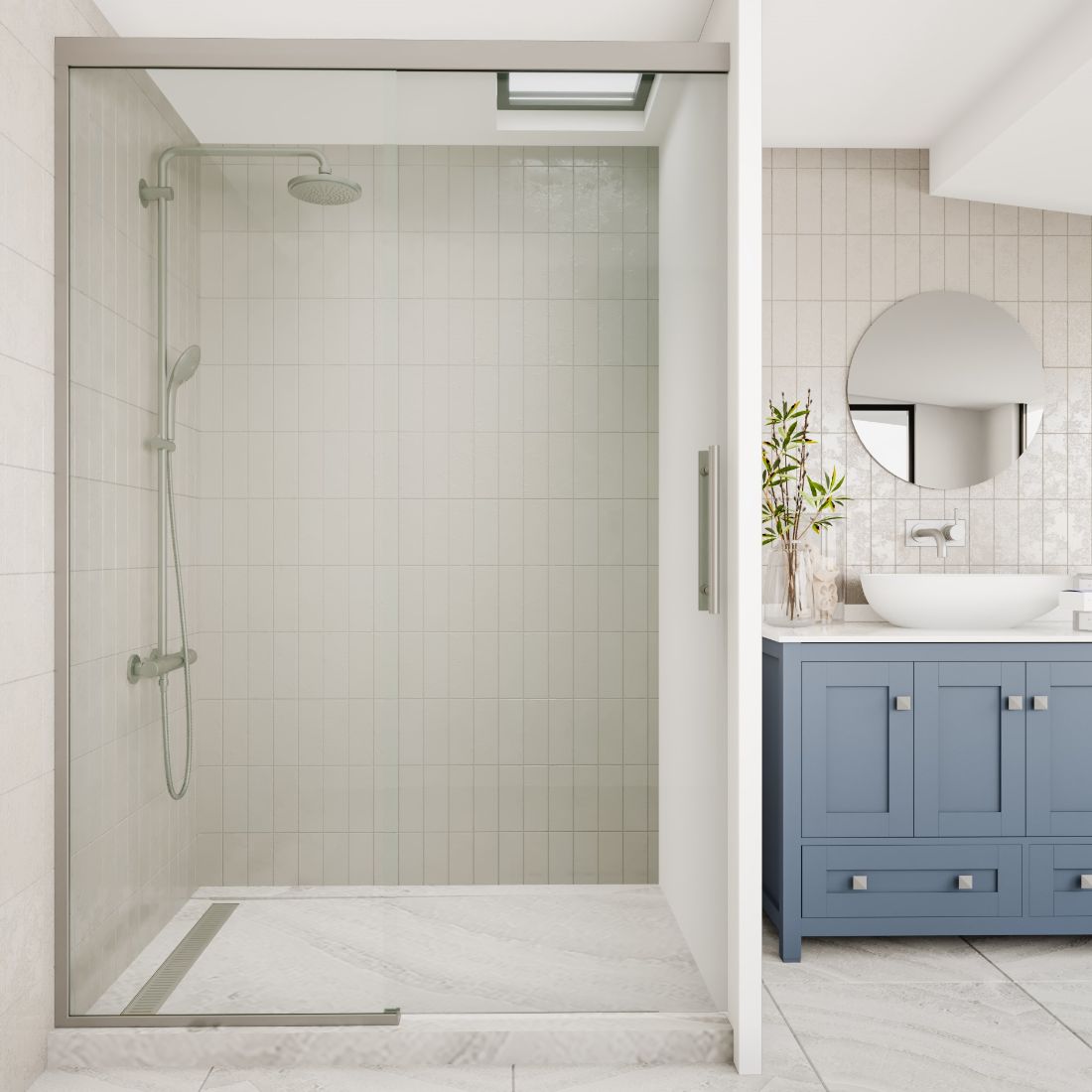 Apex Sliding Alcove Tile Channel Waste 1400 x 900 x 2080mm Chrome ...