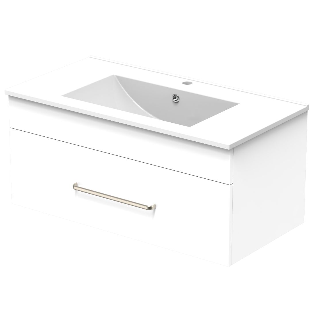 Pacific Vanity 900mm Single Drawer Wall White Melamine | PlaceMakers NZ