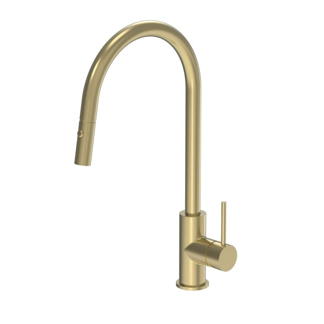 Tube Kitchen Mixer With Pull Out Spray Brushed Brass | PlaceMakers NZ