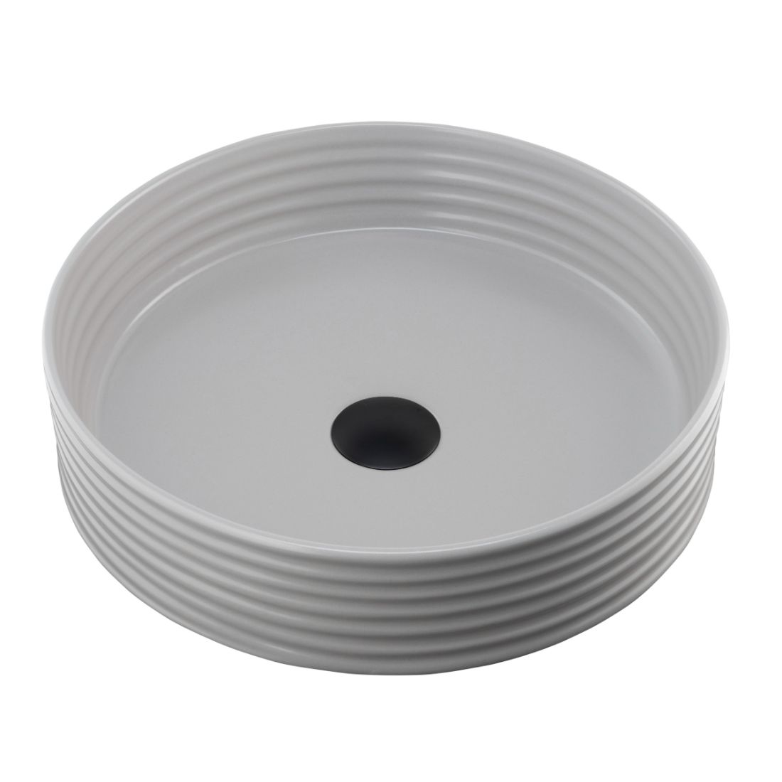 Terzofoco Counter Top Basin Short Circular Grey Ribbed | PlaceMakers NZ