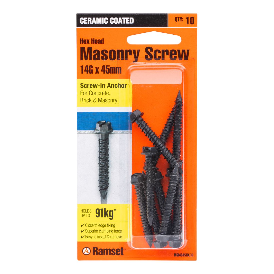 Masonry Ankascrew 14G 45mm Hex Black | PlaceMakers NZ