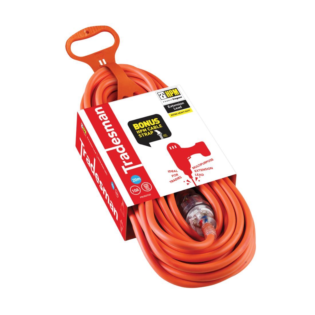 Extension Lead 20m Extra Heavy Duty plus Hang & Hold lead hanger Orange ...