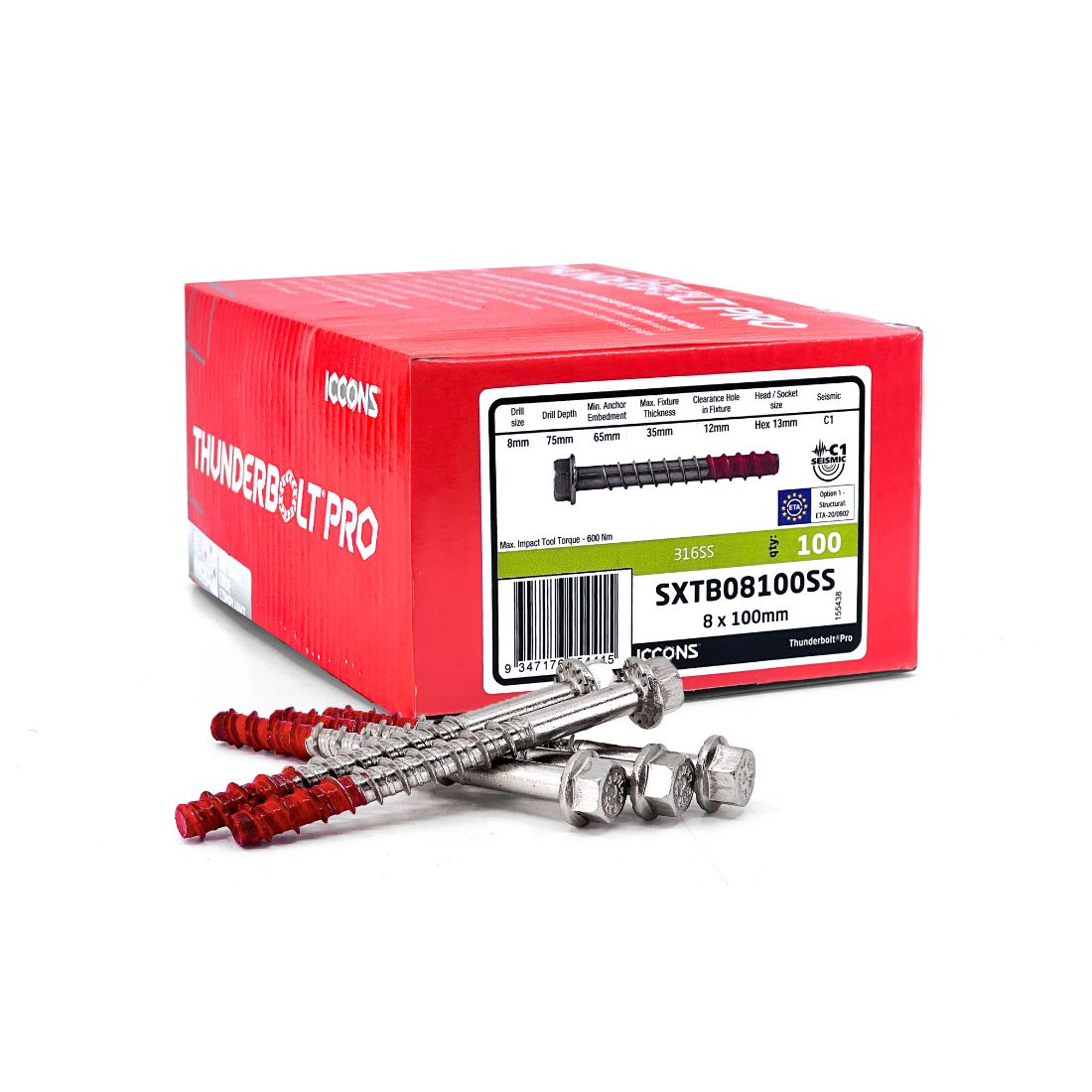 Thunderbolt Pro Screw Bolt Hex Head Stainless Steel T316 ETA C1 M8 ...