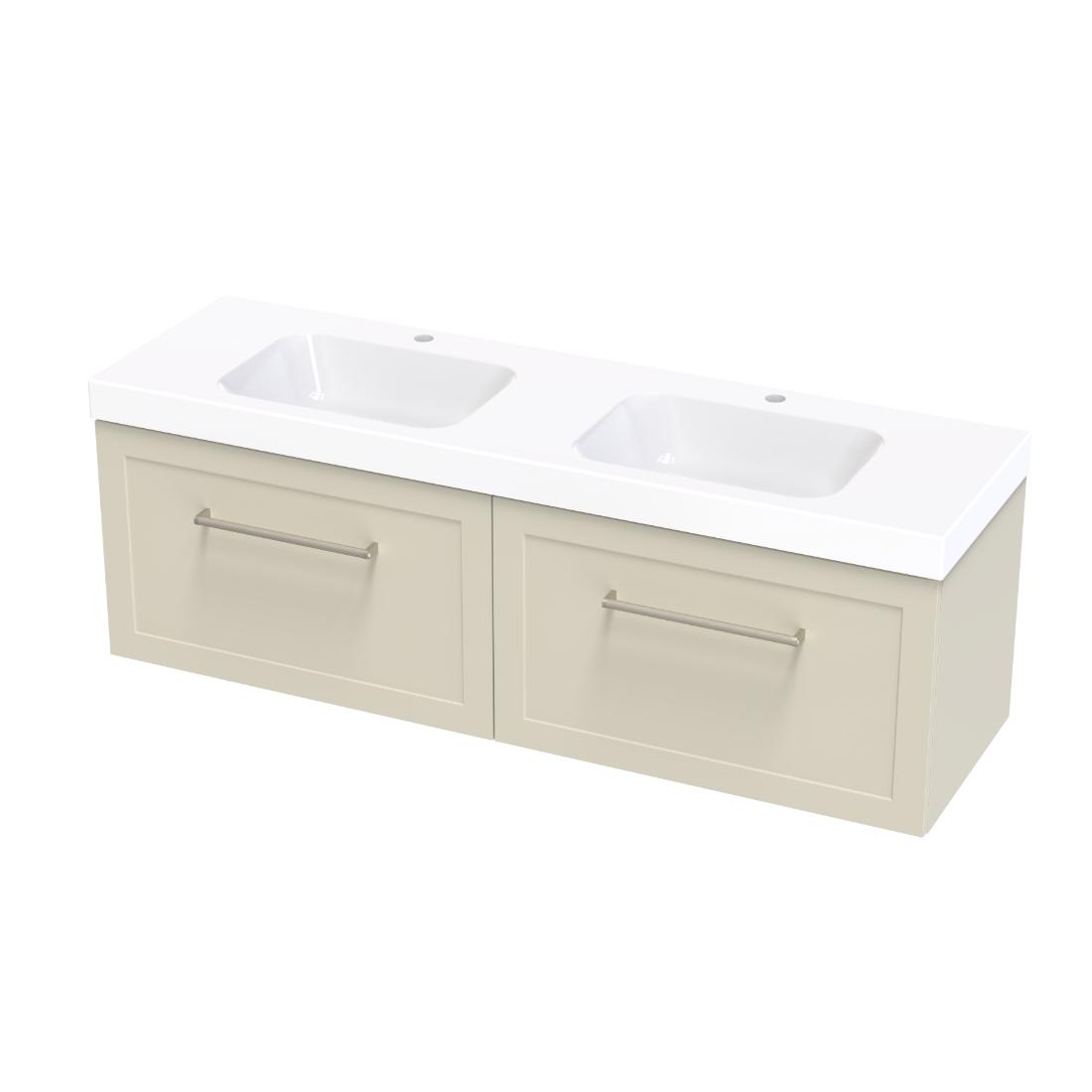 Array Oslo Cara Vanity 1500 Double Bowl Single Drawer Tusk | PlaceMakers NZ