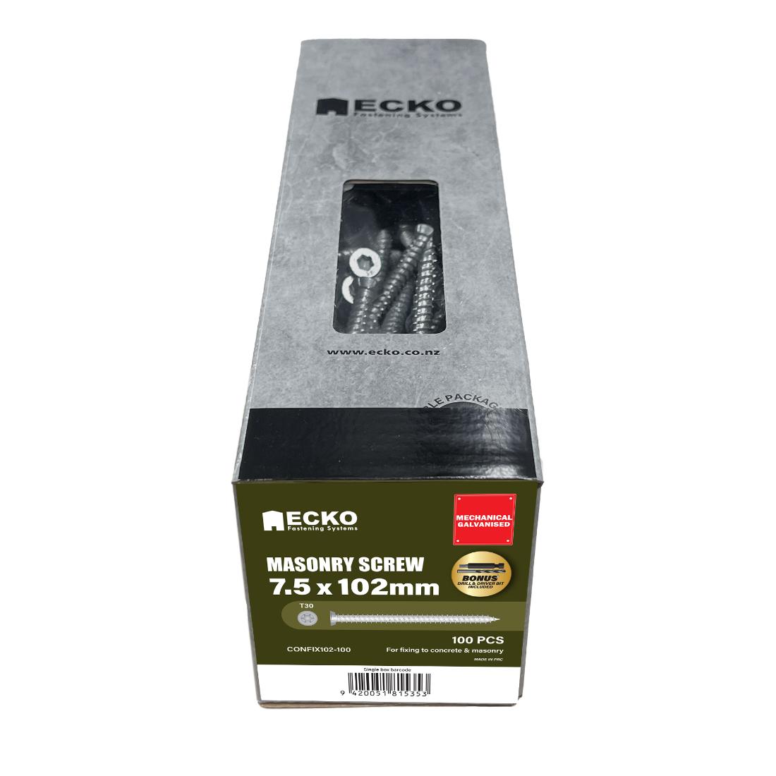 Masonry Concrete Screw Galvanised M7.5 102mm long T30 Driver including ...