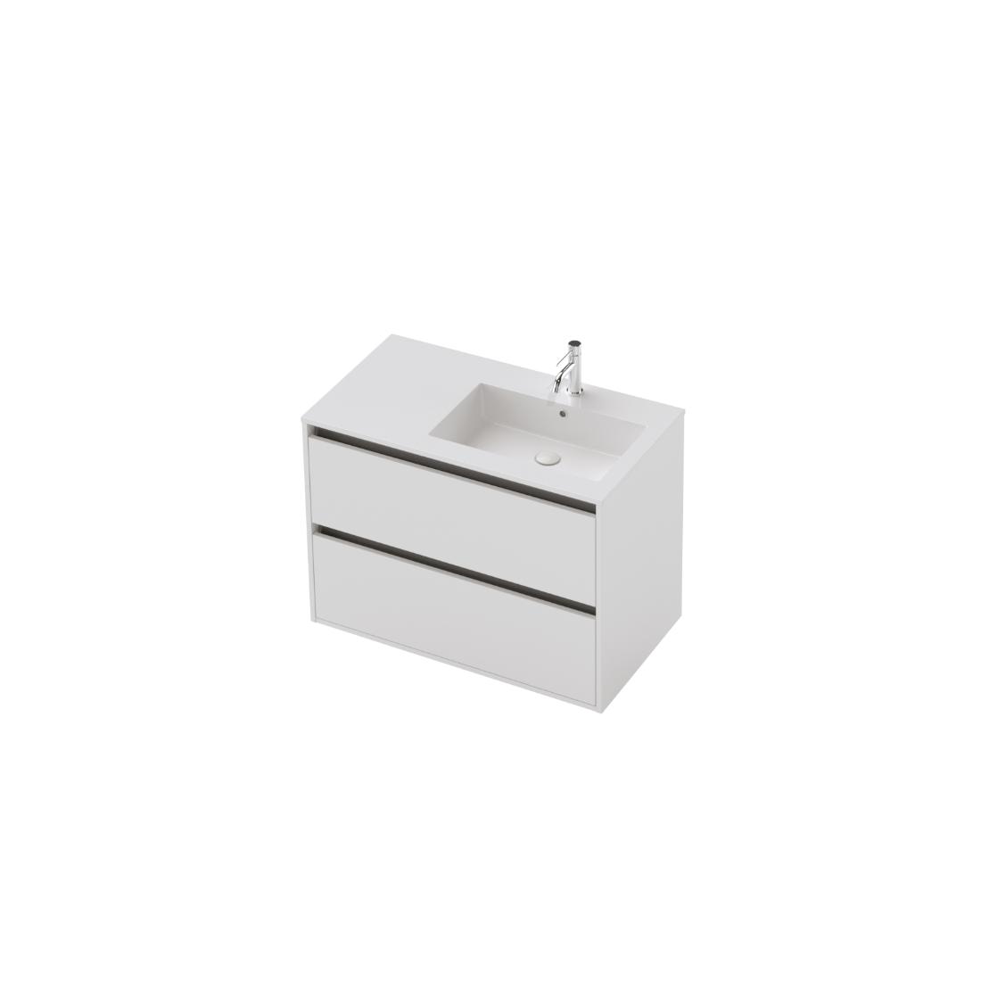 Vanity 900 2 Drawer Wall Right Basin White Velvet (F1 Finish ...
