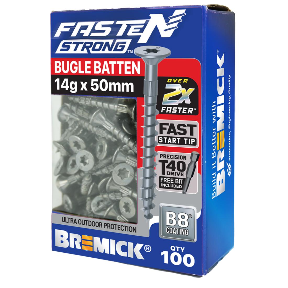Fasten Strong Bugle Head Batten Screw B8 coated T40 inc. Driver Bit 14g ...