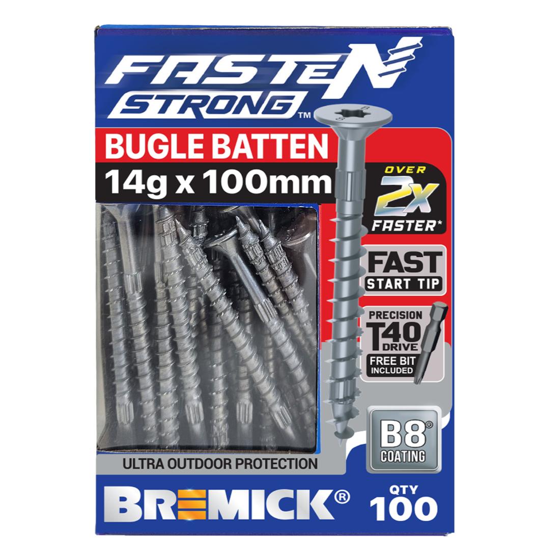 Fasten Strong Bugle Head Batten Screw B8 coated T40 inc. Driver Bit 14g ...